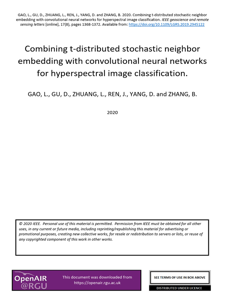 GAO 2020 Combining t-distributed stochastic (AAM) | PDF | Deep Learning | Algorithms