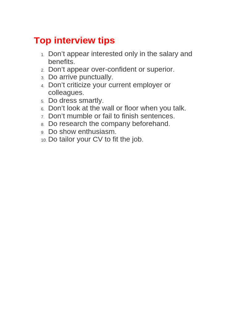 Essential Interview Tips for Success | PDF