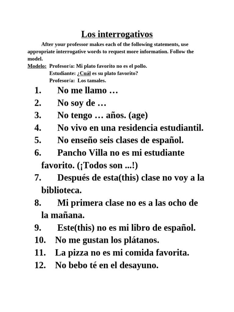 PRACTICE - Los Interrogativos | PDF