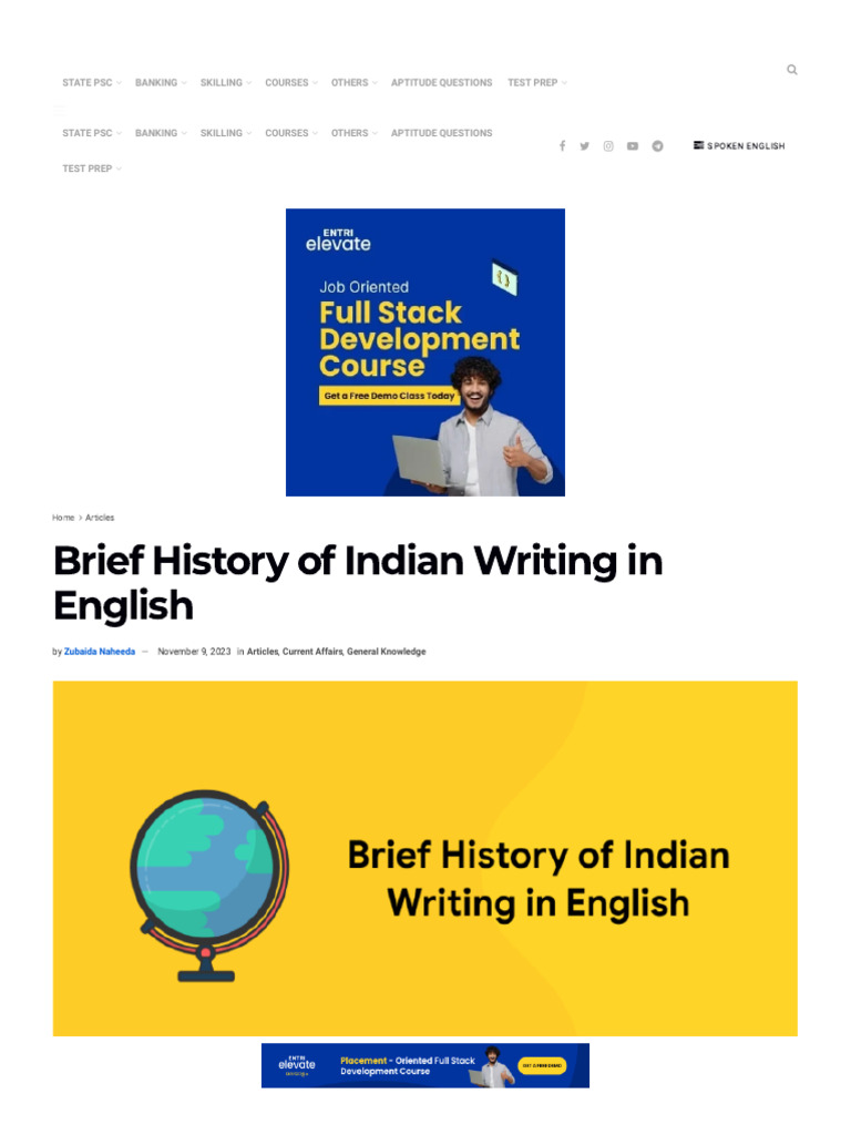 Brief History of Indian Writing in English - Entri Blog | PDF