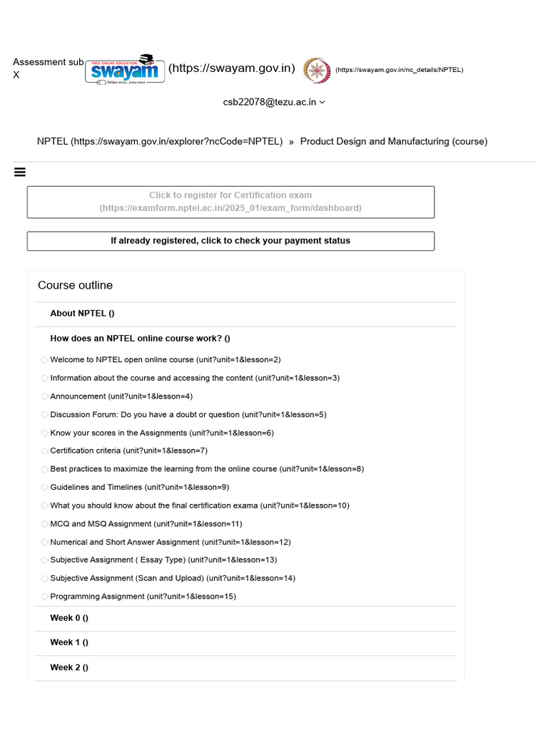 Product Design and Manufacturing - Unit 7 - Week 4 | PDF | Educational ...