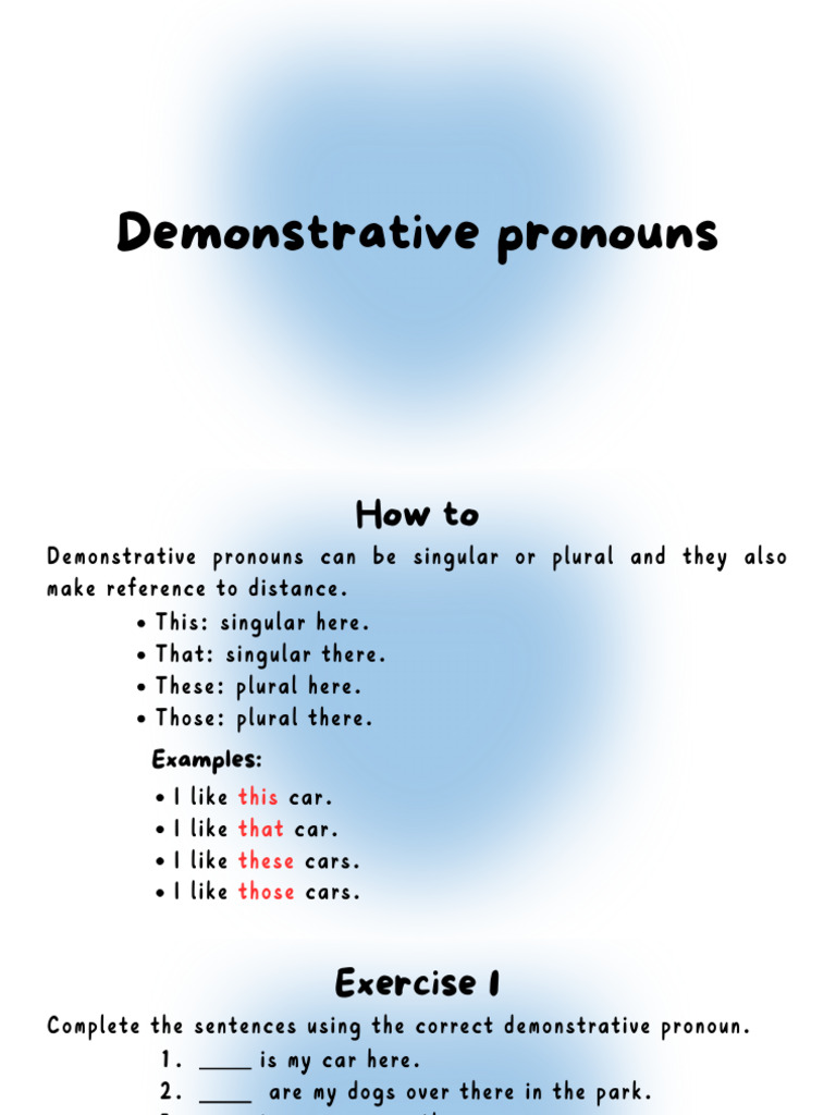 Demonstrative Pronouns | PDF