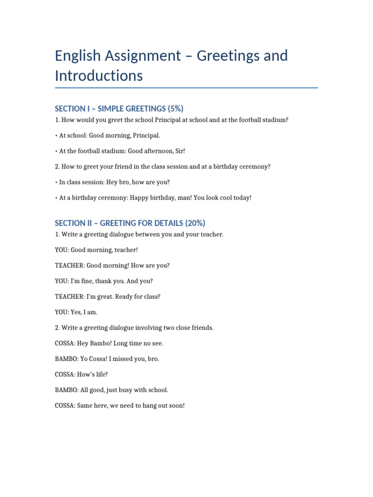 English_Assignment_Greetings | PDF