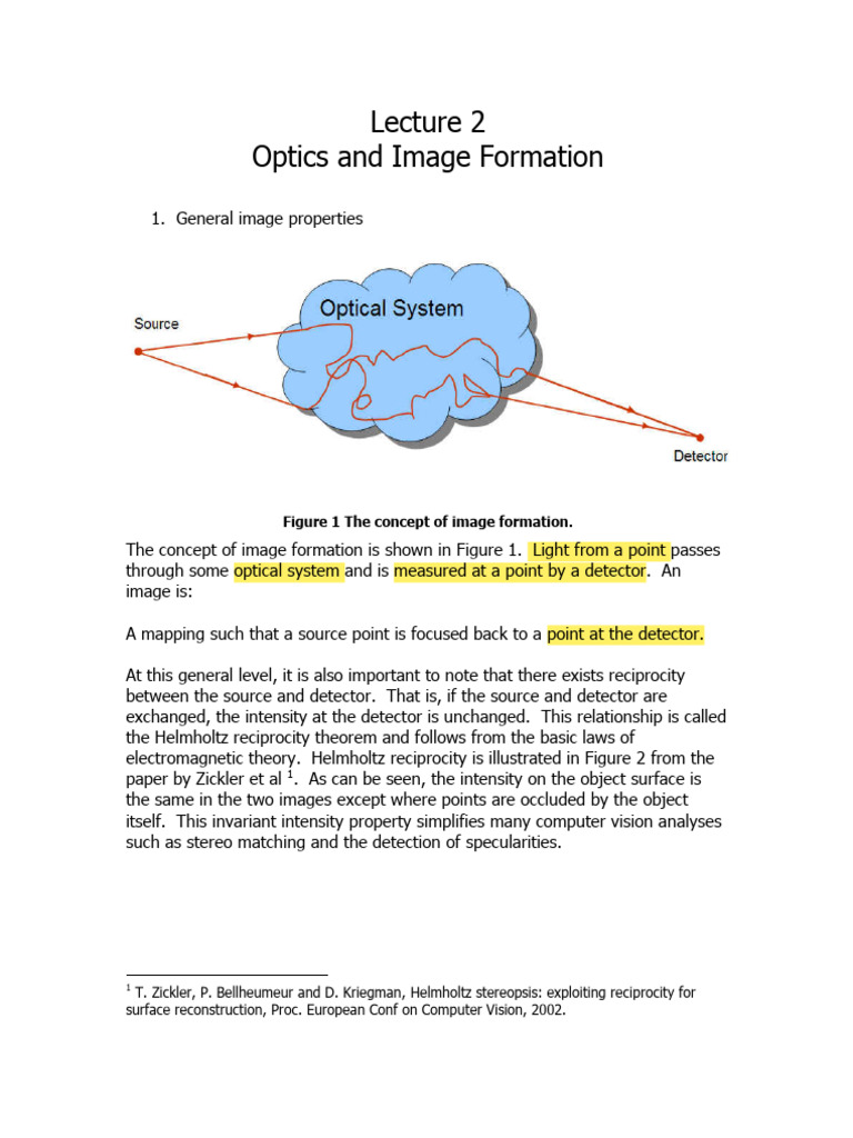 Lecture02 Optics Image Formation | PDF | Aperture | Scientific Phenomena