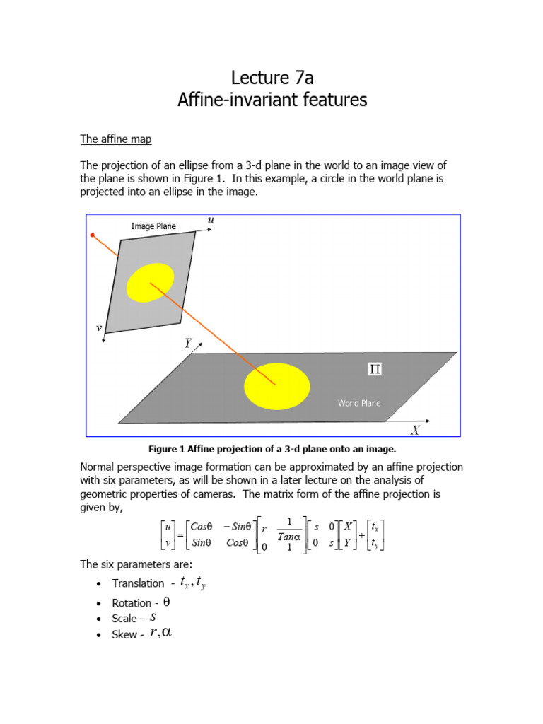 Lecture10 Affine Invariant Features | PDF | Ellipse | Functions And Mappings