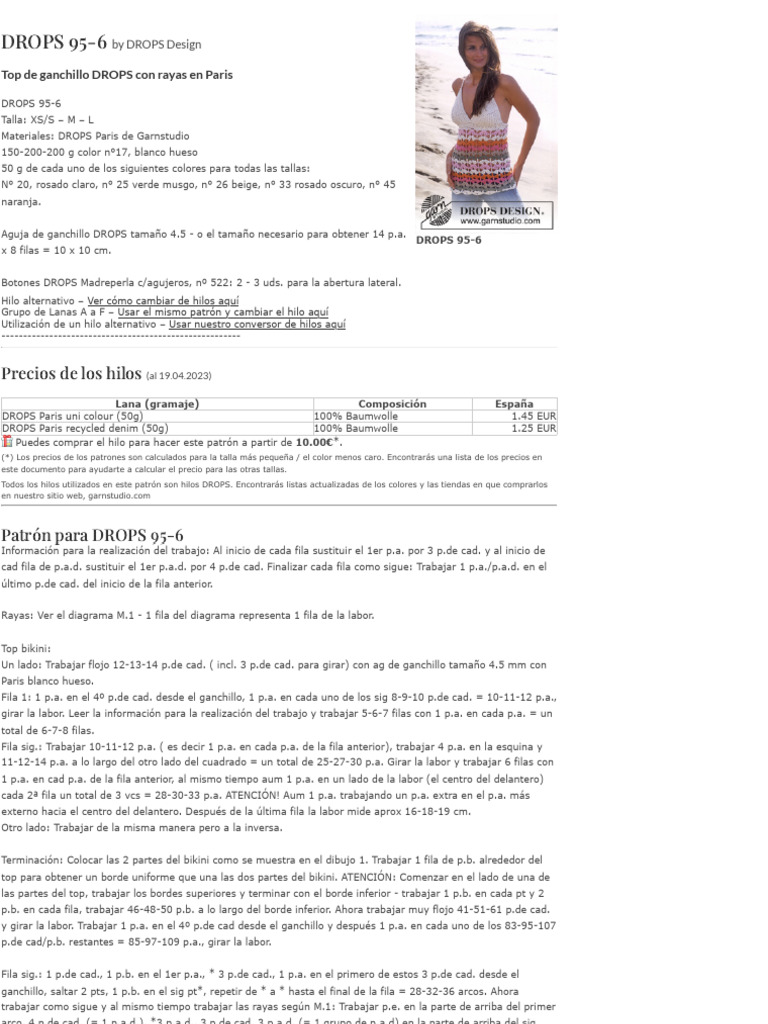 Top de Ganchillo con Rayas DROPS 95-6 | PDF
