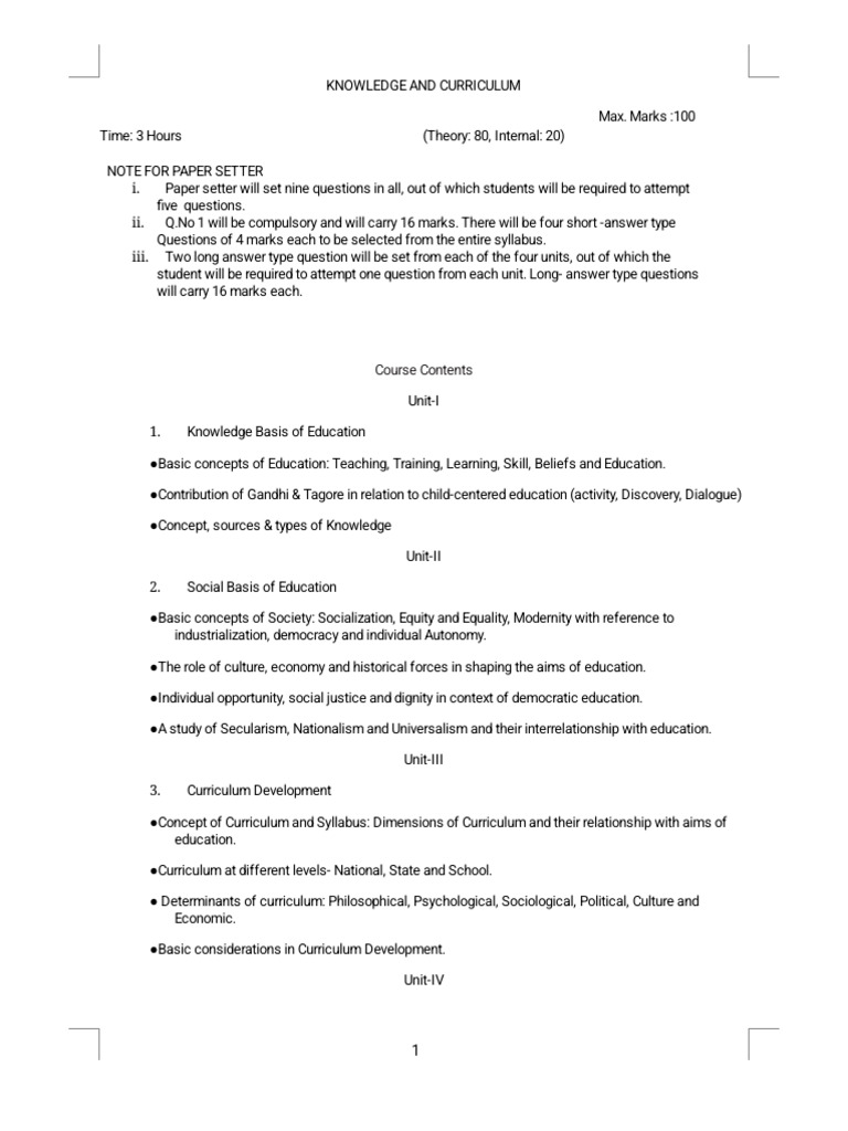 knowledge and curriculum | PDF | Learning | Teachers