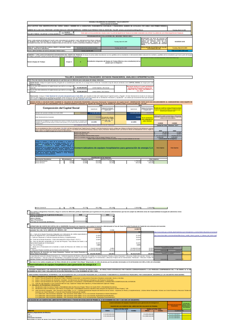 Taller II-t 1 y 2 Análisis Financiero Fecha Máxima Entrega 25 Marzo ...