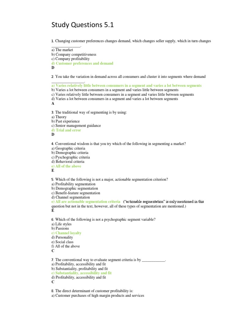 Marketing Exam Question Answers | PDF | Market Segmentation | Sales