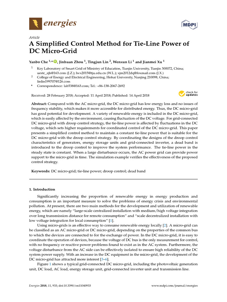 A Simplified Control Method For Tie-Line Power of | PDF | Photovoltaic ...