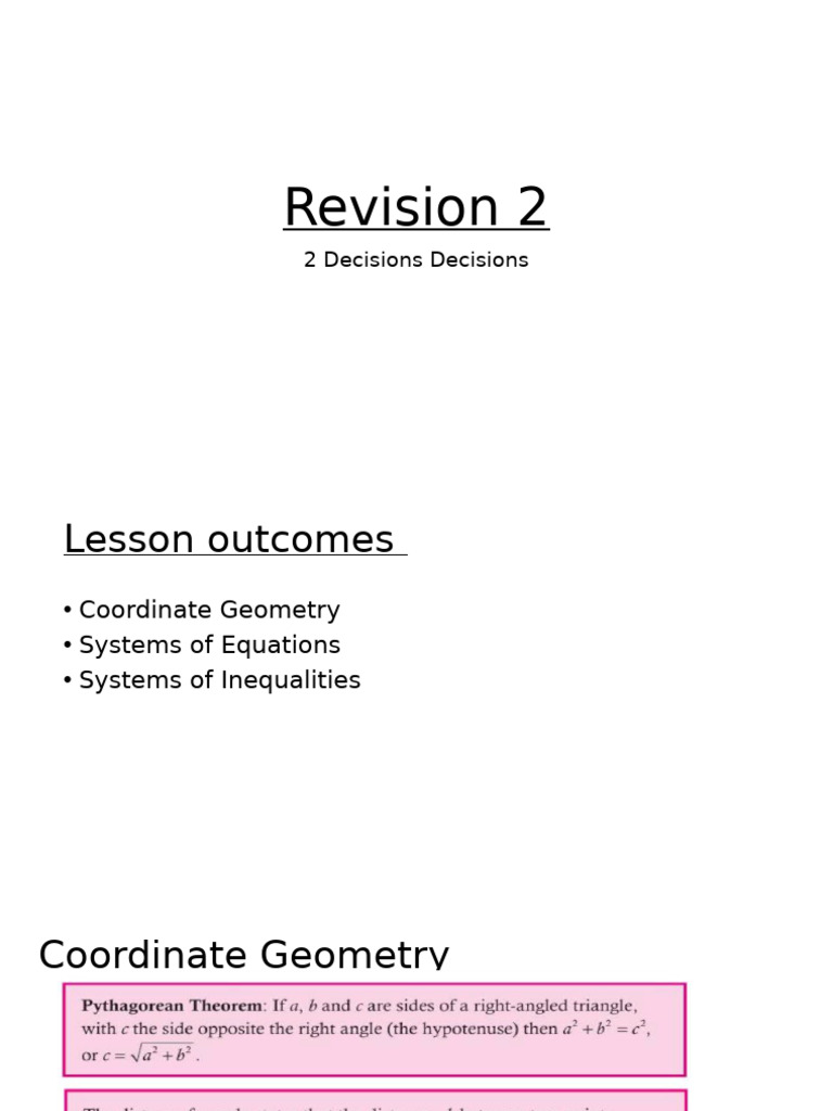 Revision 2 Decisions Decisions | PDF | Equations | Analytic Geometry