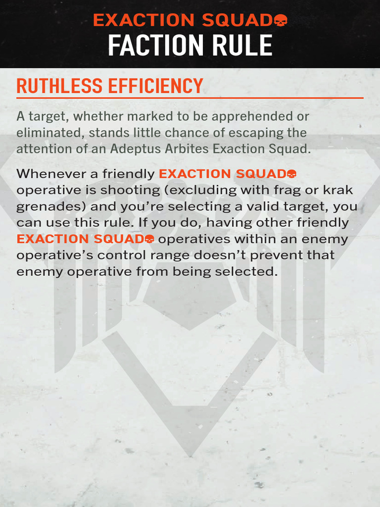 Exaction Squad - Faction Rules | PDF