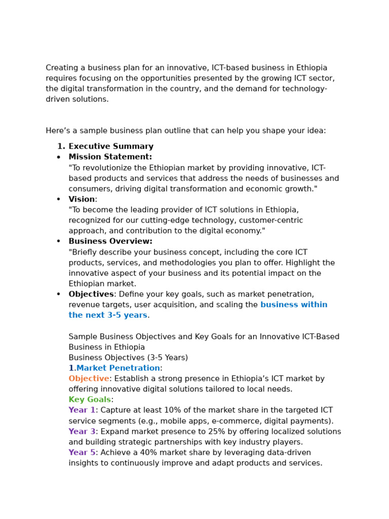 Ict Innovatio Business Plan | PDF | Internet Of Things | Cloud Computing