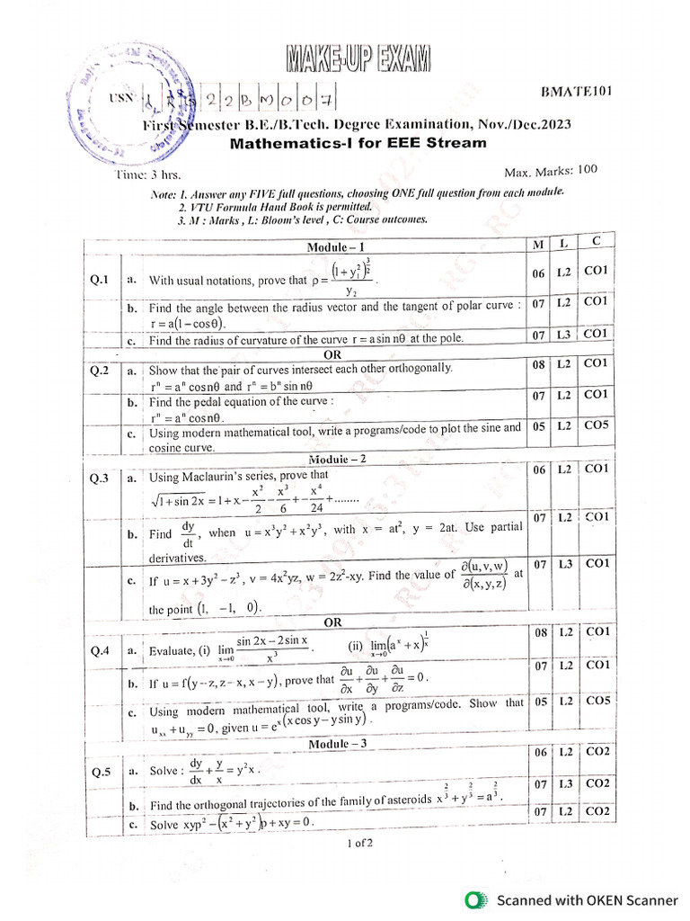 Maths Module Question Paper | PDF