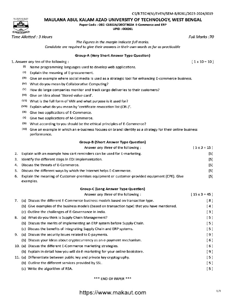 E-Commerce 2024 Pyq | PDF