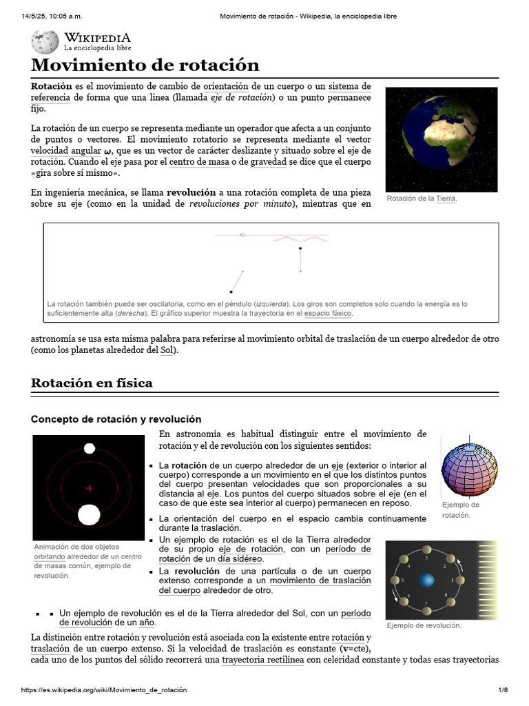 Movimiento de Rotación - Wikipedia, La Enciclopedia Libre | PDF ...
