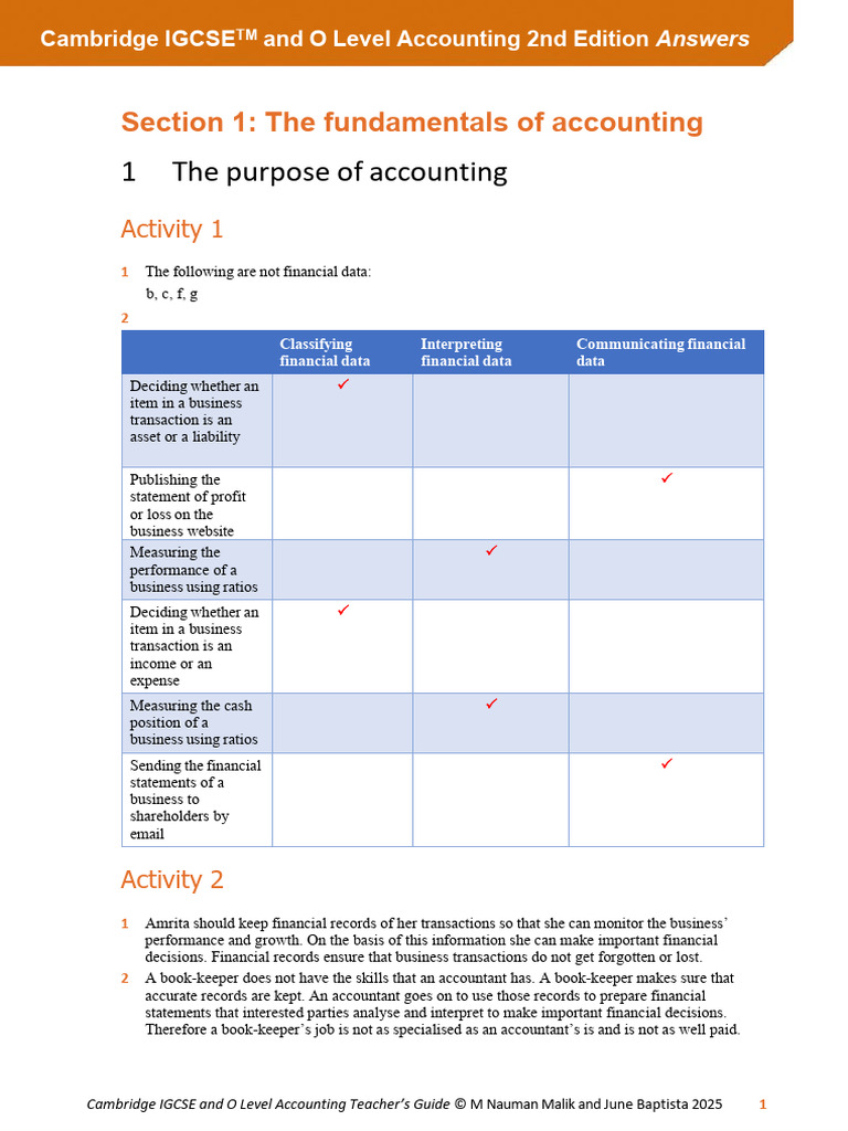 Cambridge IGCSE Accounting Teacher Guide | PDF | Debits And Credits ...