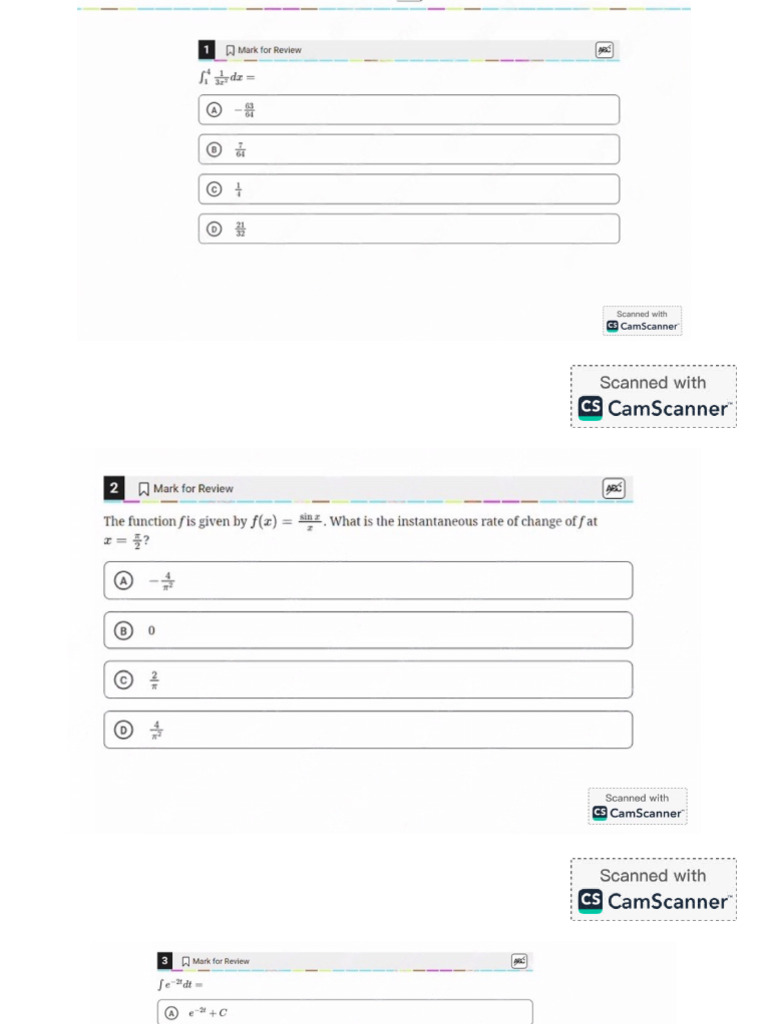 Int 2025 Ap Calculus Ab MCQ 1 | PDF