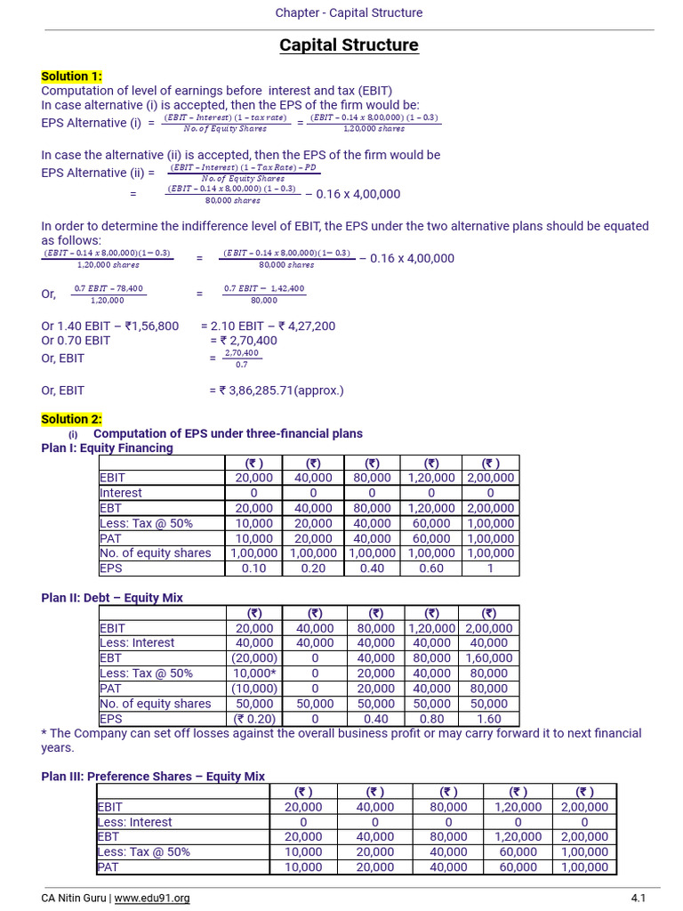 04 Capital Structure Solution Part 1 | PDF | Preferred Stock | Capital ...