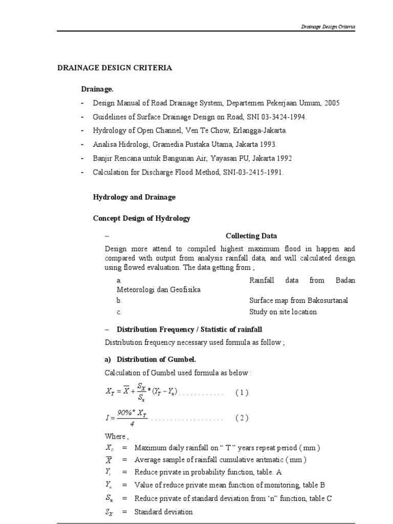 Drainage Design Calculation Standards | PDF