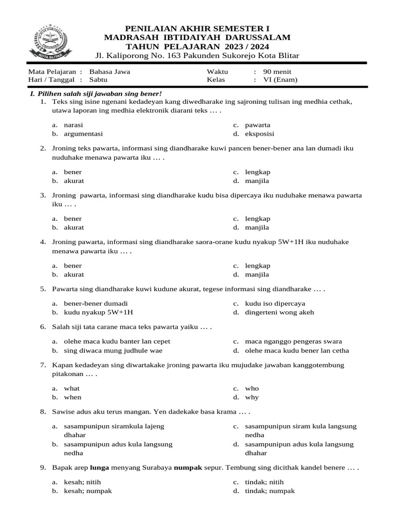 PAS I B JAWA 6 Th.2022-2023 F4 | PDF