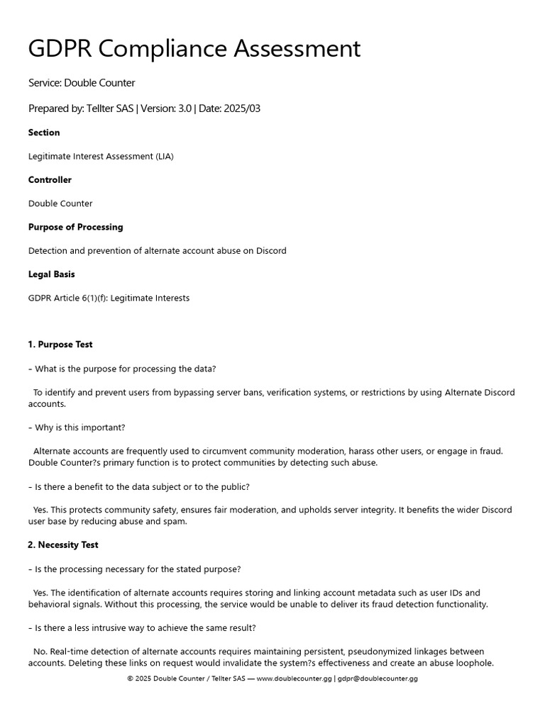 GDPR Compliance Report Double Counter | PDF | Privacy | Access Control