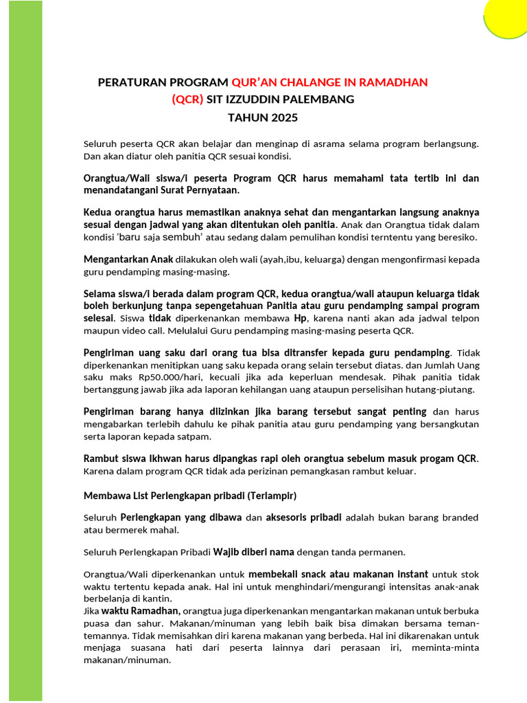 QCR Tata Tertib 2025 | PDF