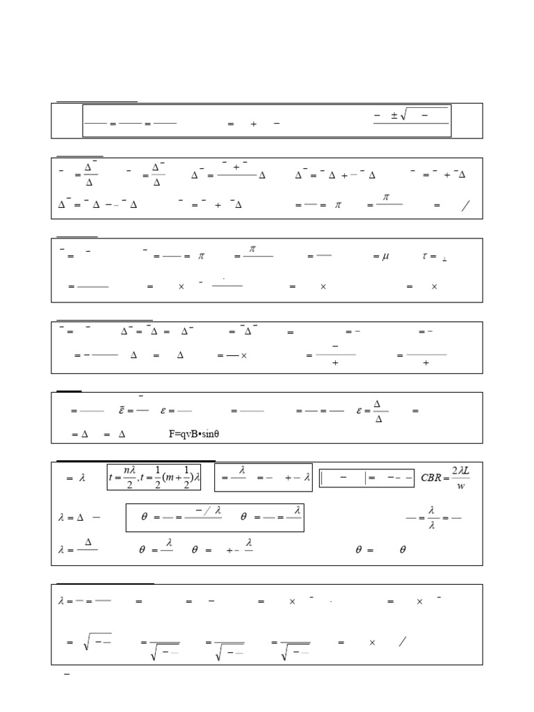Physics Equations | PDF | Mass | Electron