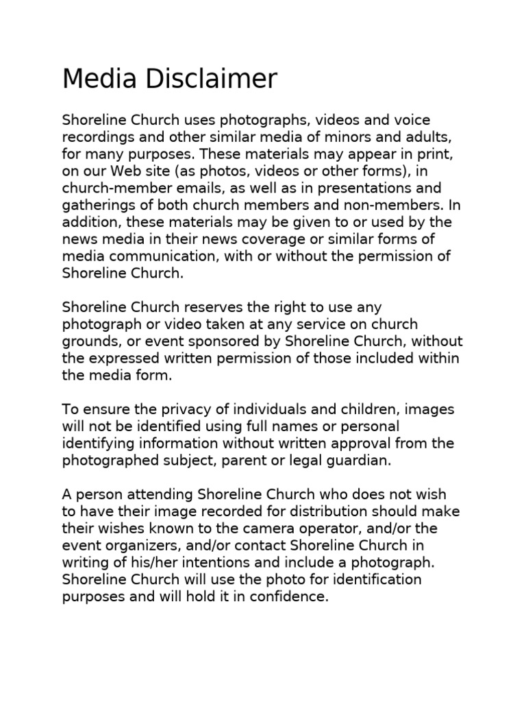 Shoreline Church Media Use Policy | PDF