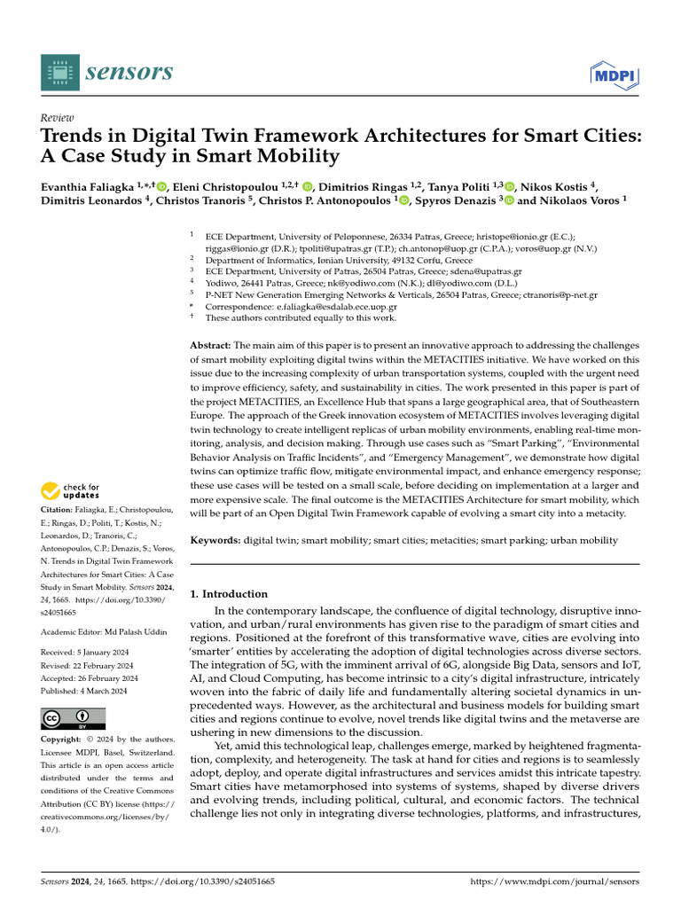 Framework_Architectures_for_Digital_Twin_Cities | PDF | Parking | Public Transport