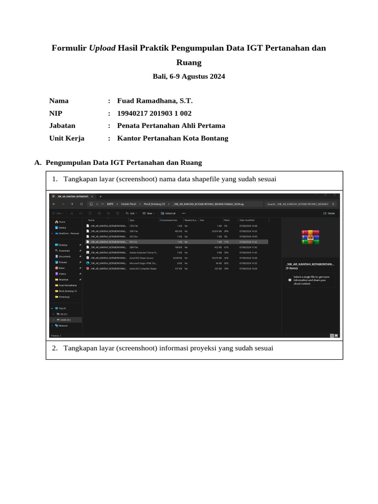 Formulir Upload Hasil Modul 3 Praktik Pengumpulan Data IGT Pertanahan Dan Ruang | PDF