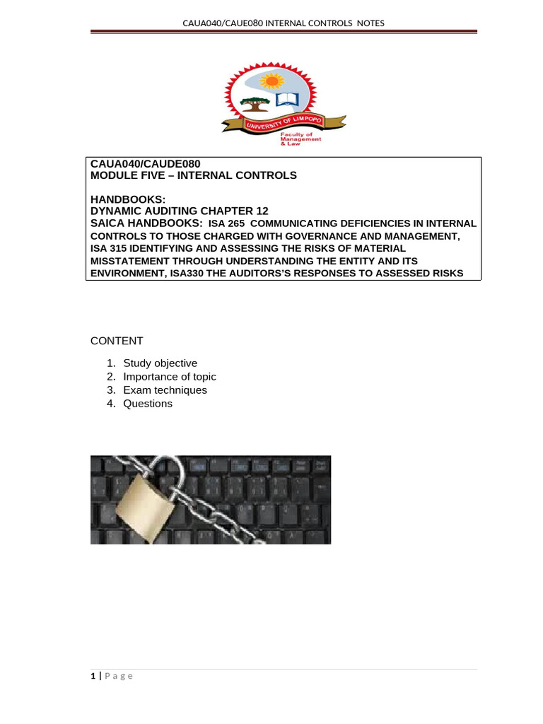 Module Five Internal Controls - Course Notes | PDF | Internal Control ...