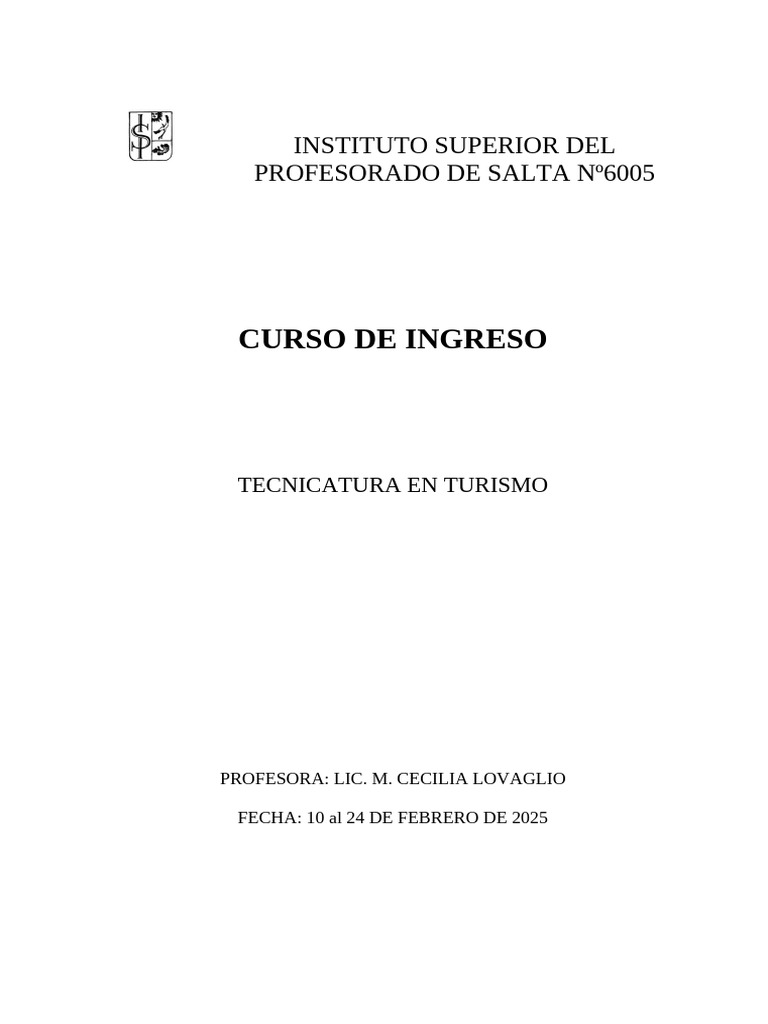 Cartilla Curso Ingreso 2025 | PDF | Turismo | Balance de pagos