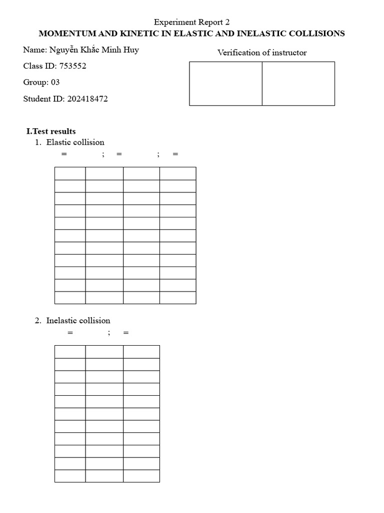 Elastic vs Inelastic Collision Analysis | PDF | Collision | Physical ...