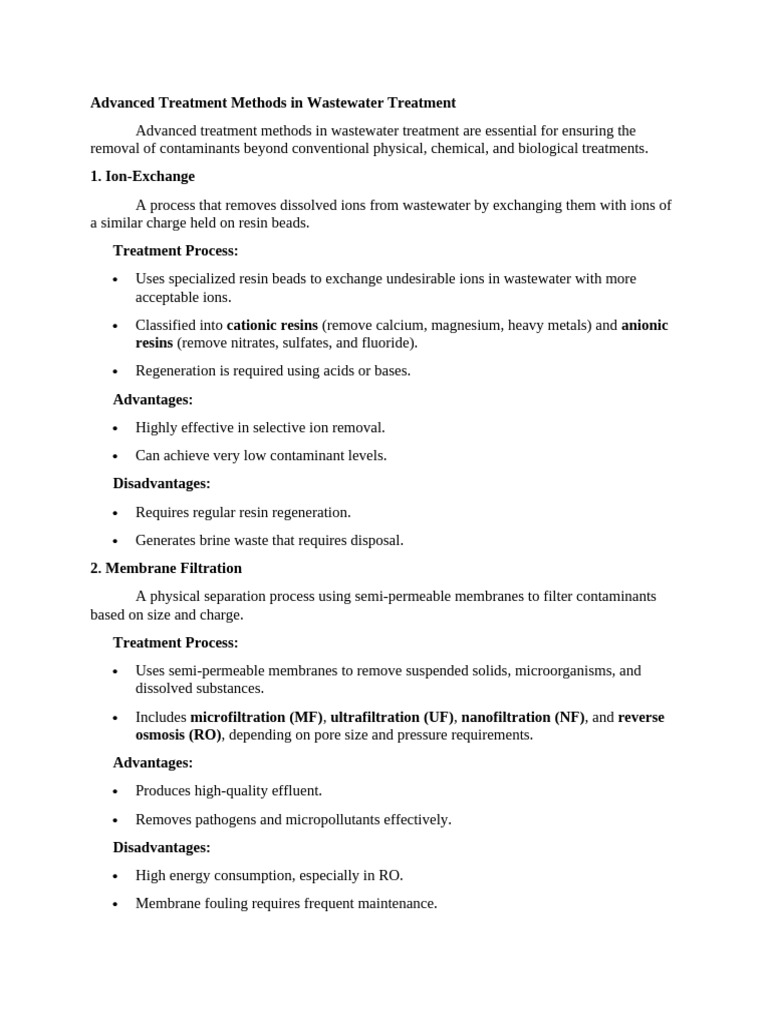 Advanced and ChemicalTreatment Methods in Wastewater Treatment GROUP 2 ...