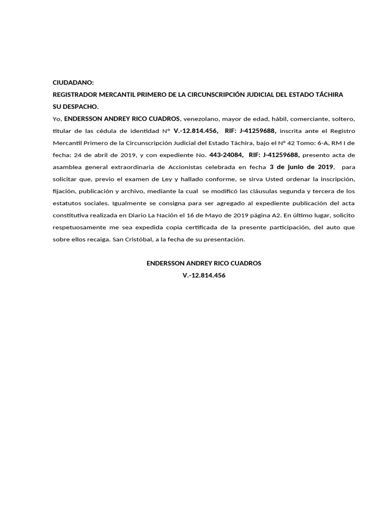 Acta de Asamblea #2.enderson | PDF | Alimentos