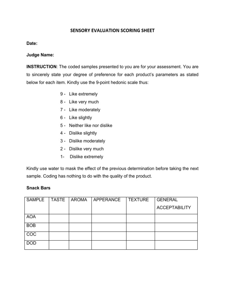 Sensory Evaluation | PDF