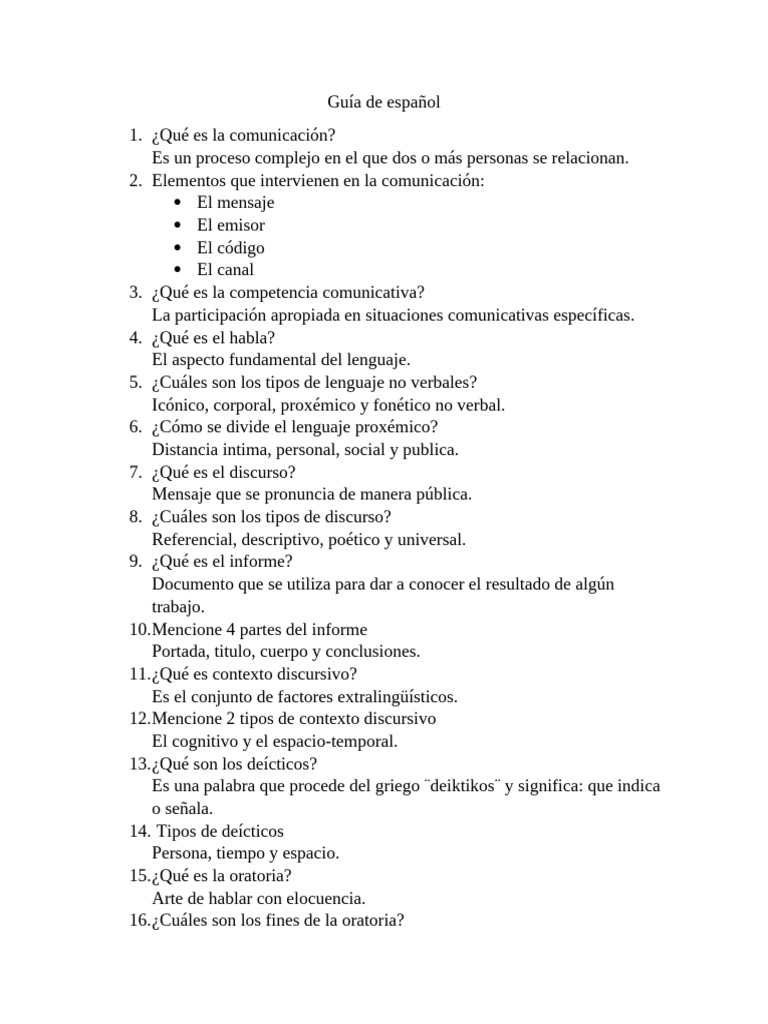 Guía de Español | PDF