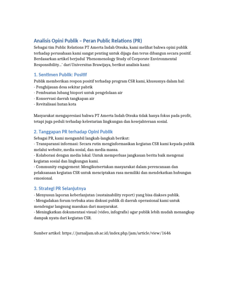Analisis_PR_PT_Amerta_Indah_Otsuka | PDF