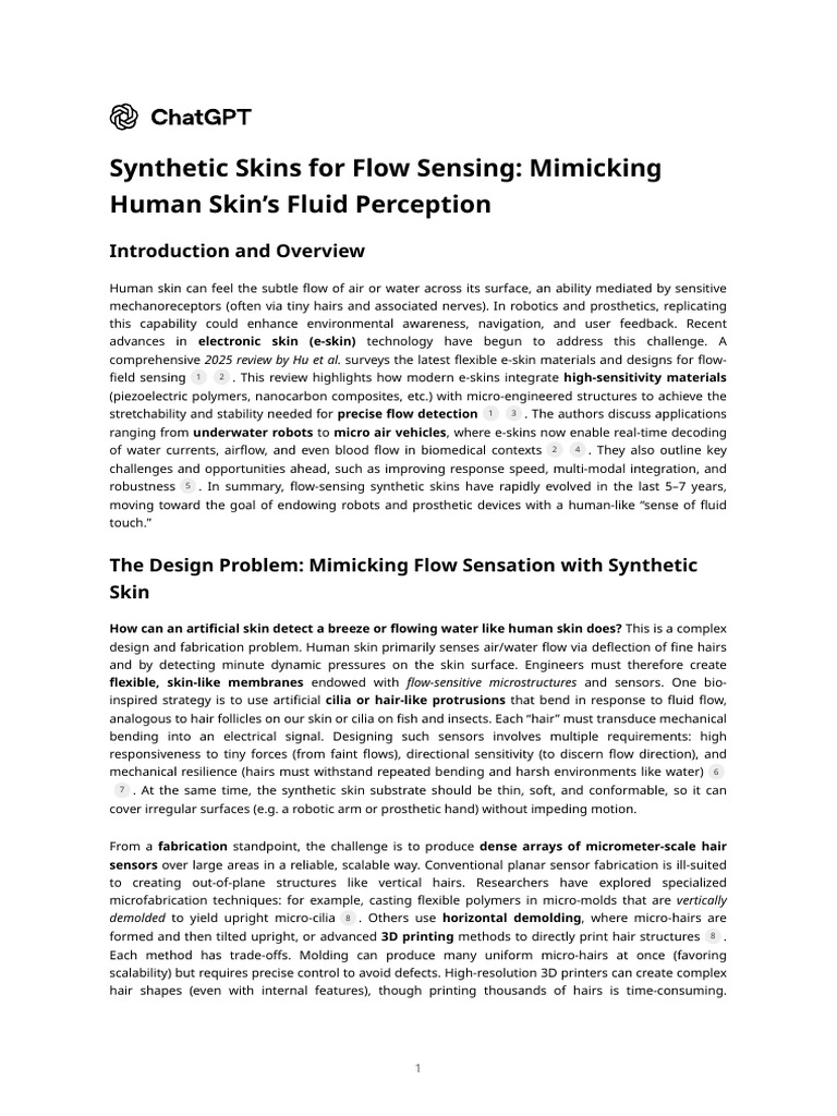 Synthetic Skins For Flow Sensing - Mimicking Human Skin's Fluid ...
