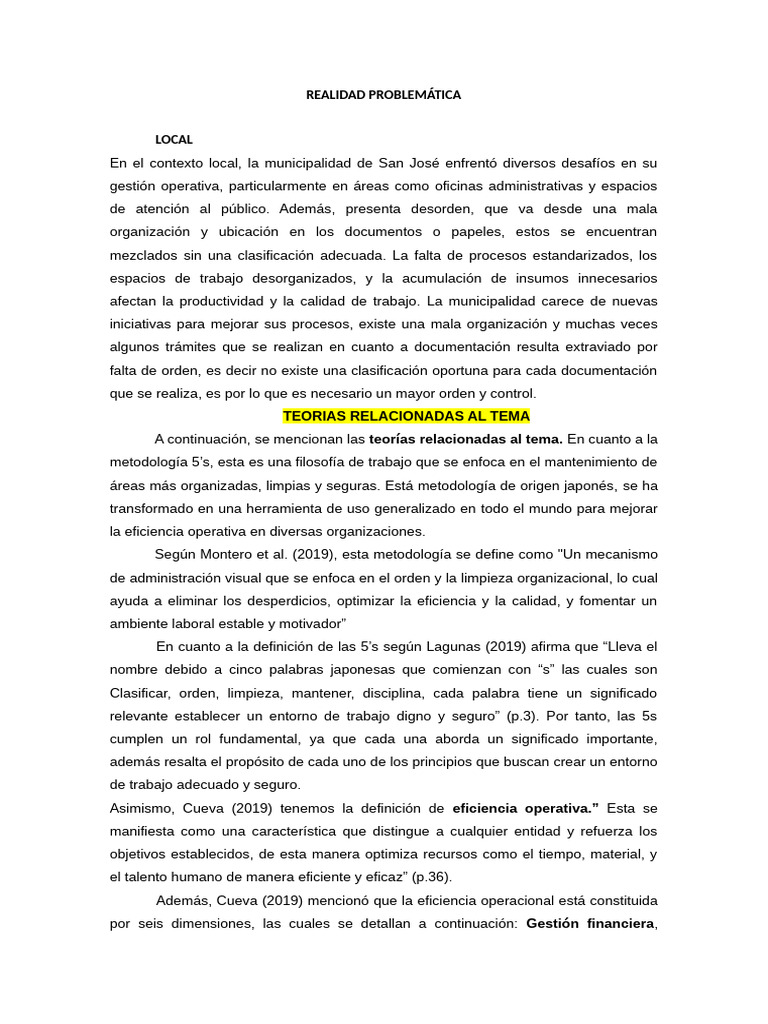 Realidad Problemática | PDF | Planificación