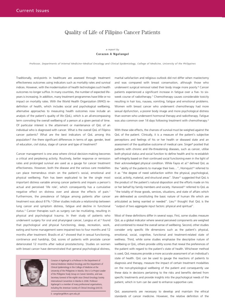 Quality of Life of Filipino Cancer Patients | Download Free PDF ...