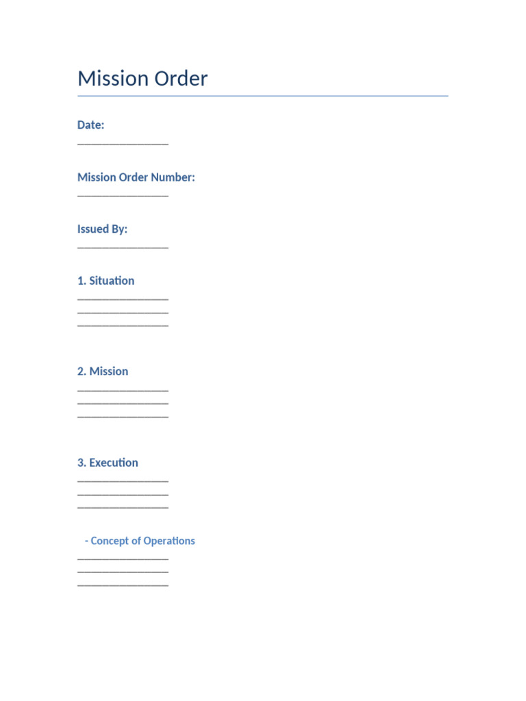 Mission Order Template | PDF
