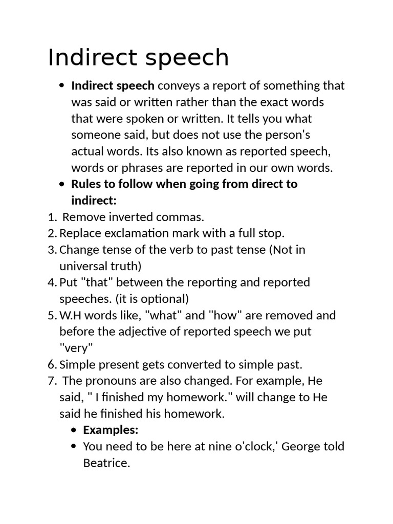 Indirect Speech | PDF