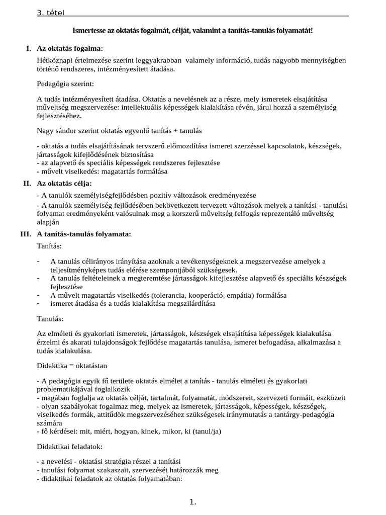 Ped 3-As Tétel | PDF