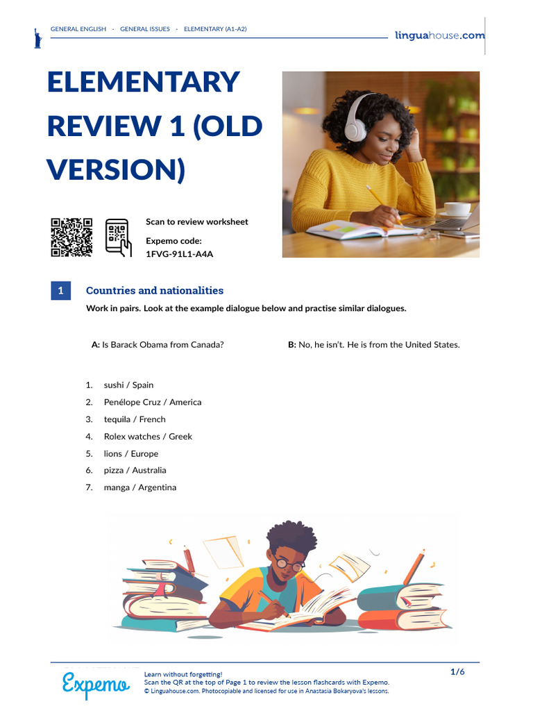 A1 English Review Activities | PDF