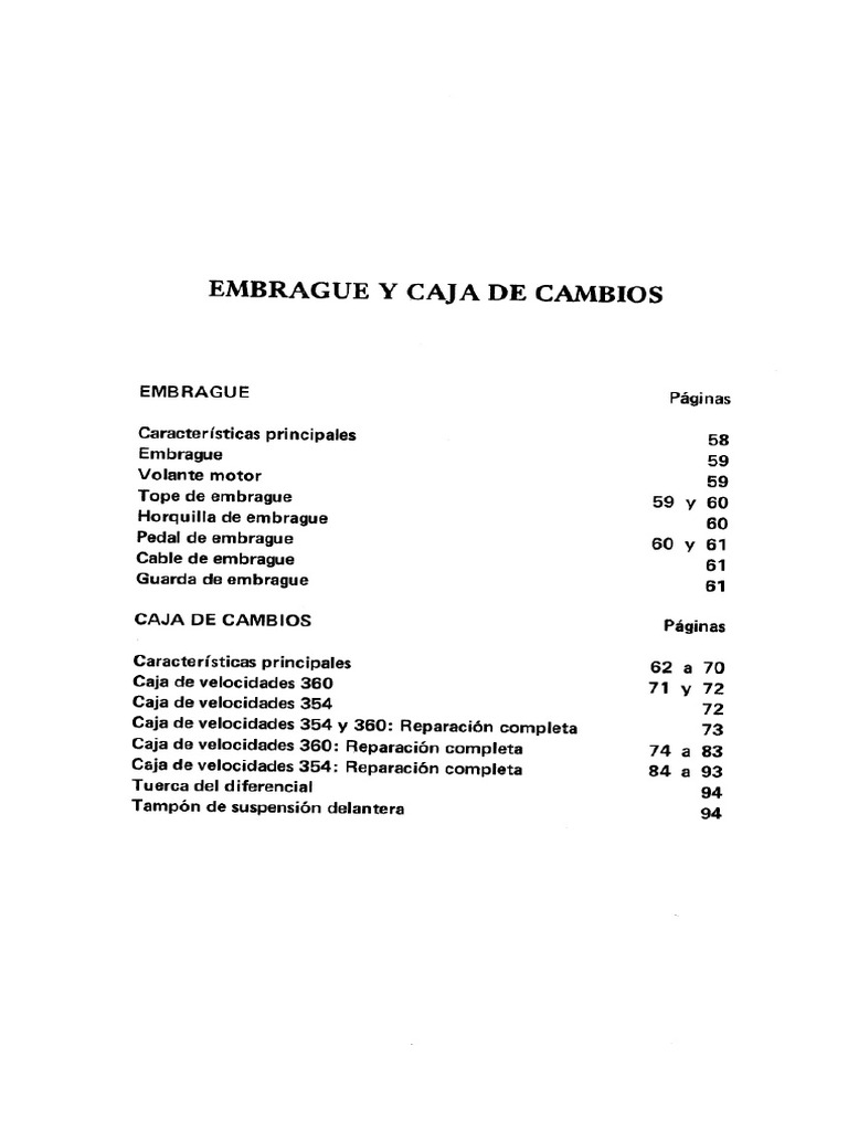 Manual Taller Renault 6 - Embrague y Caja Cambios | PDF
