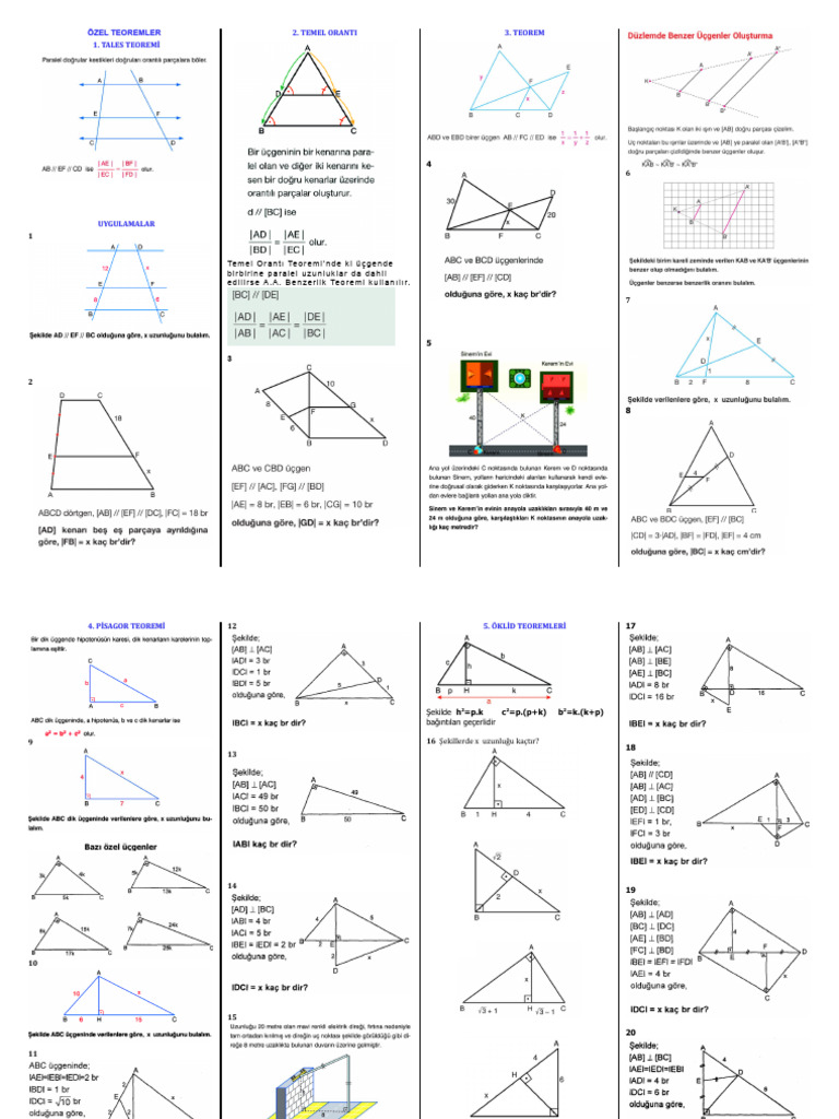 4-4 Teoremler Konu (Tales Öklid Pisagor) | PDF