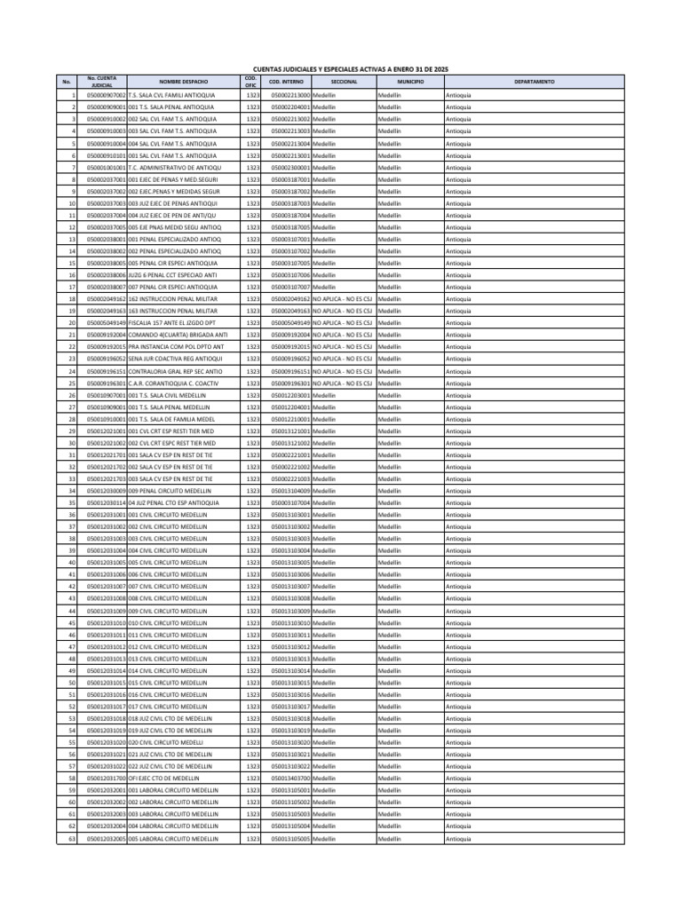Listado Cuentas Activas Enero 2025 | PDF