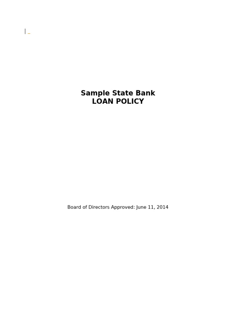 Good Loan Policy Sample Bank | PDF | Loans | Unsecured Debt